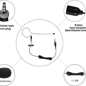 HEIMU Single Earhook Omni-Directional Microphone, Omni-Directional (for Sennheiser Type 3.5mm Plug Black)