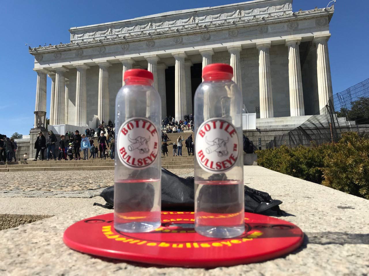 Bottle-Bullseye™ Official Travel Kit - Fun Indoor & Outdoor Game Like Darts. Play Almost Anywhere: Parties, picnics, Camping, Tailgating. Durable Weatherproof Target & Bottles are Made in The USA!!