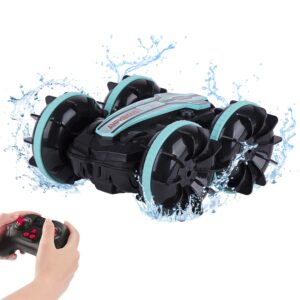 berry president amphibious rc car, 2.4ghz off-road stunt truck, all terrain 4wd remote control toy, land water waterproof vehicle with 360° rotation for kids (coffee)