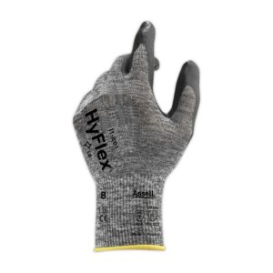 Ansell 118016 HyFlex 11-801 Grey and Black Nitrile Coated Machine Knit Gloves, 8.5" Length, 4.5" Width, 0.38" Height, Size 6, Gray (Pack of 12)