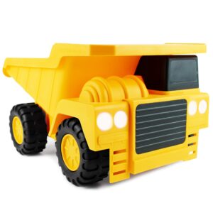 boley large jumbo dump truck construction vehicle - button activated lights and sounds construction toy with moveable load container - perfect car truck toy for kids, children, toddlers