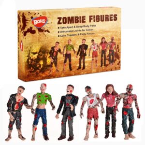 bohs zombie action figures gift package - scary toys for boys and girls - 4 inches - pack of 6