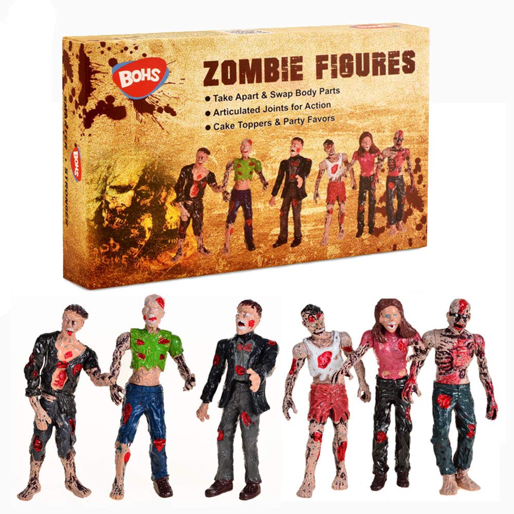 BOHS Zombie Action Figures Gift Package - Scary Toys for Boys and Girls - 4 Inches - Pack of 6