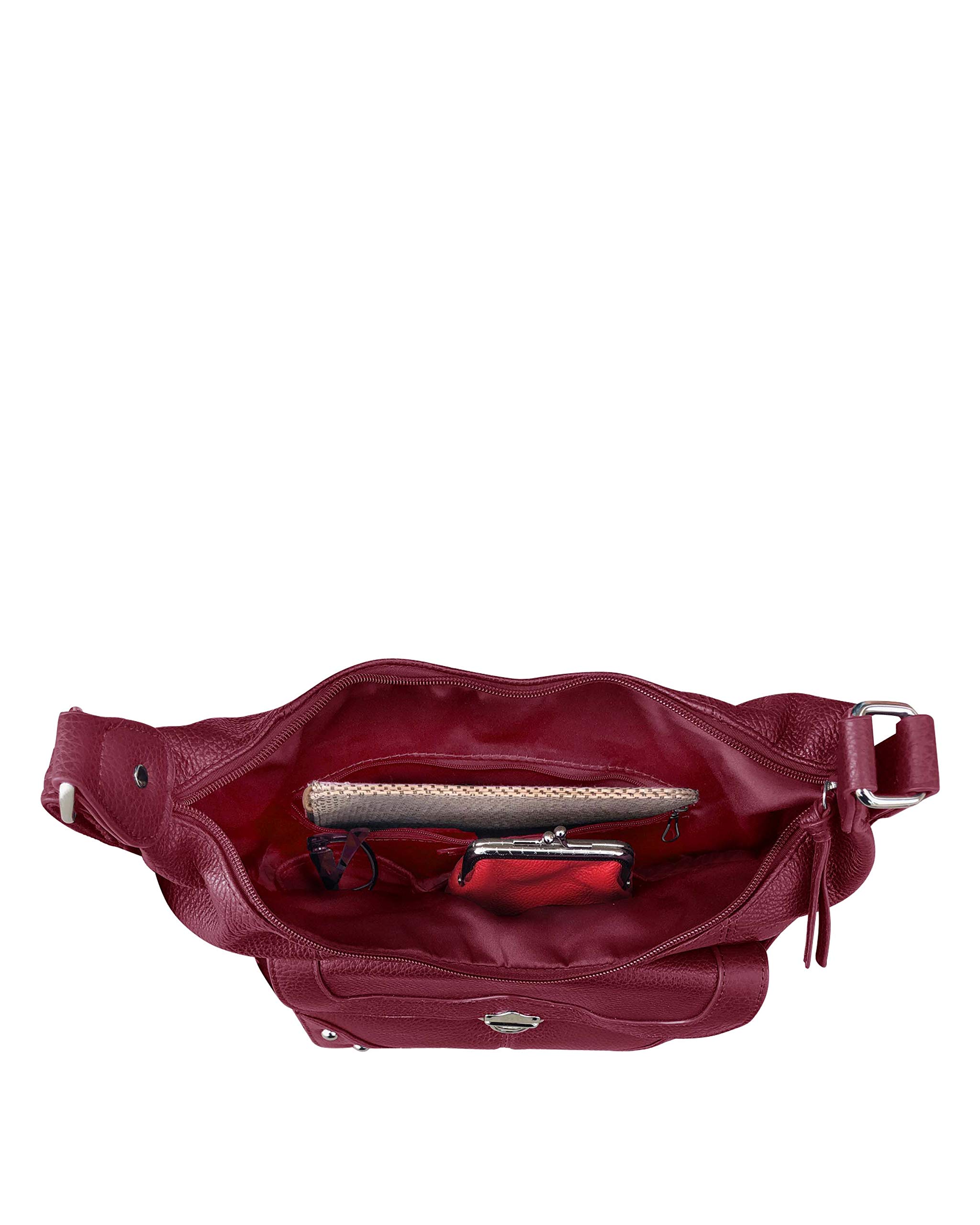 Roma Leathers Studded Concealment Purse - Premium Cowhide Leather - Wine - Dual Gun Entry - Designed in U.S.A.