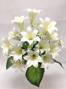 silk flower garden 15 heads easter lily bouquet, cream