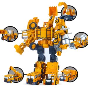 Big Mo's Toys Tractor Robot Construction Set- 5 pcs TransTruck Transforming Tracktors to Robots STEM Action Figures DIY Set- Holiday, Birthday Gift Toys for Kids