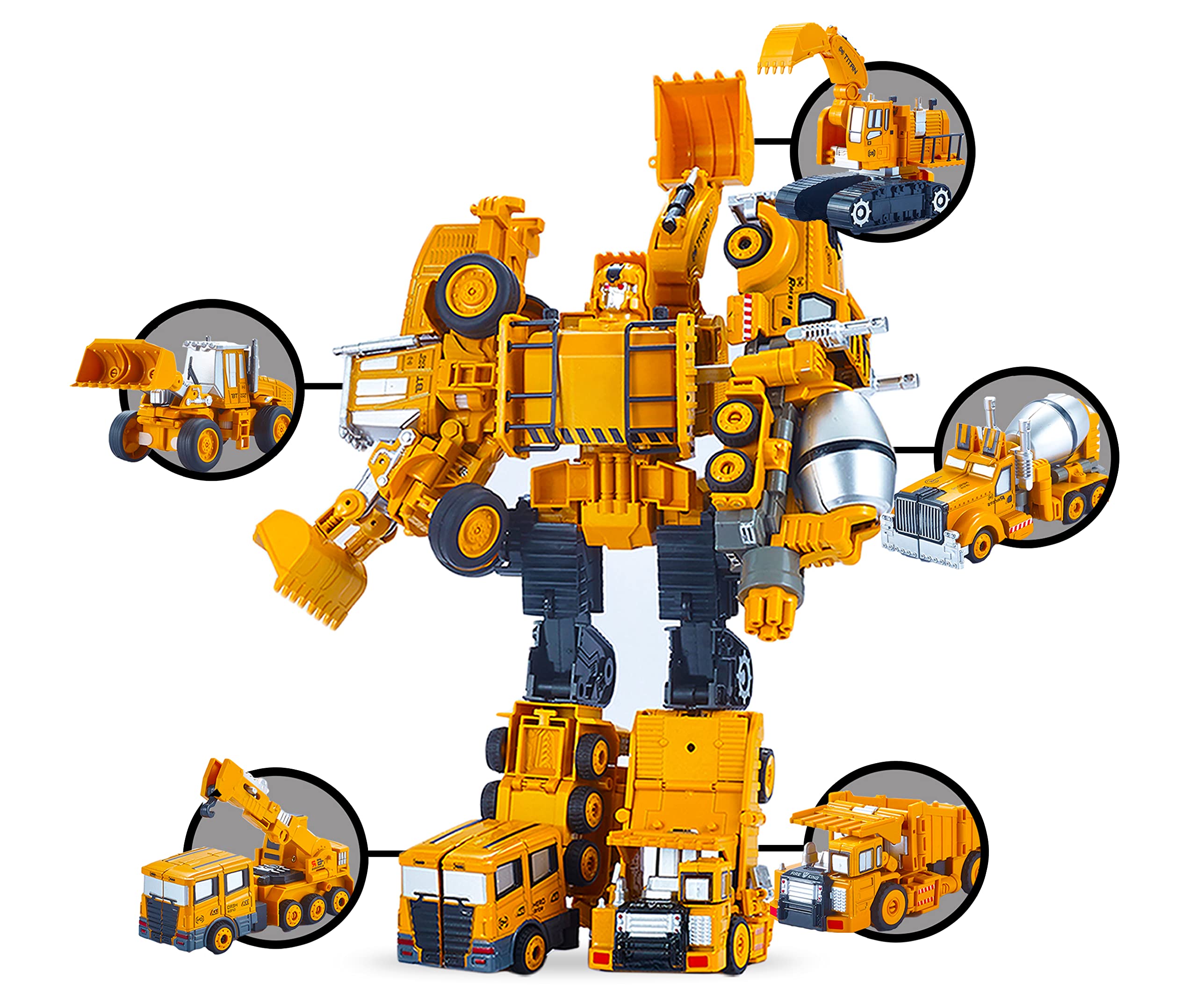 Big Mo's Toys Tractor Robot Construction Set- 5 pcs TransTruck Transforming Tracktors to Robots STEM Action Figures DIY Set- Holiday, Birthday Gift Toys for Kids