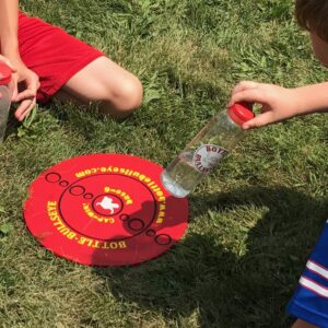 Bottle-Bullseye™ Official Travel Kit - Fun Indoor & Outdoor Game Like Darts. Play Almost Anywhere: Parties, picnics, Camping, Tailgating. Durable Weatherproof Target & Bottles are Made in The USA!!