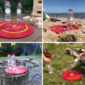 Bottle-Bullseye™ Official Travel Kit - Fun Indoor & Outdoor Game Like Darts. Play Almost Anywhere: Parties, picnics, Camping, Tailgating. Durable Weatherproof Target & Bottles are Made in The USA!!