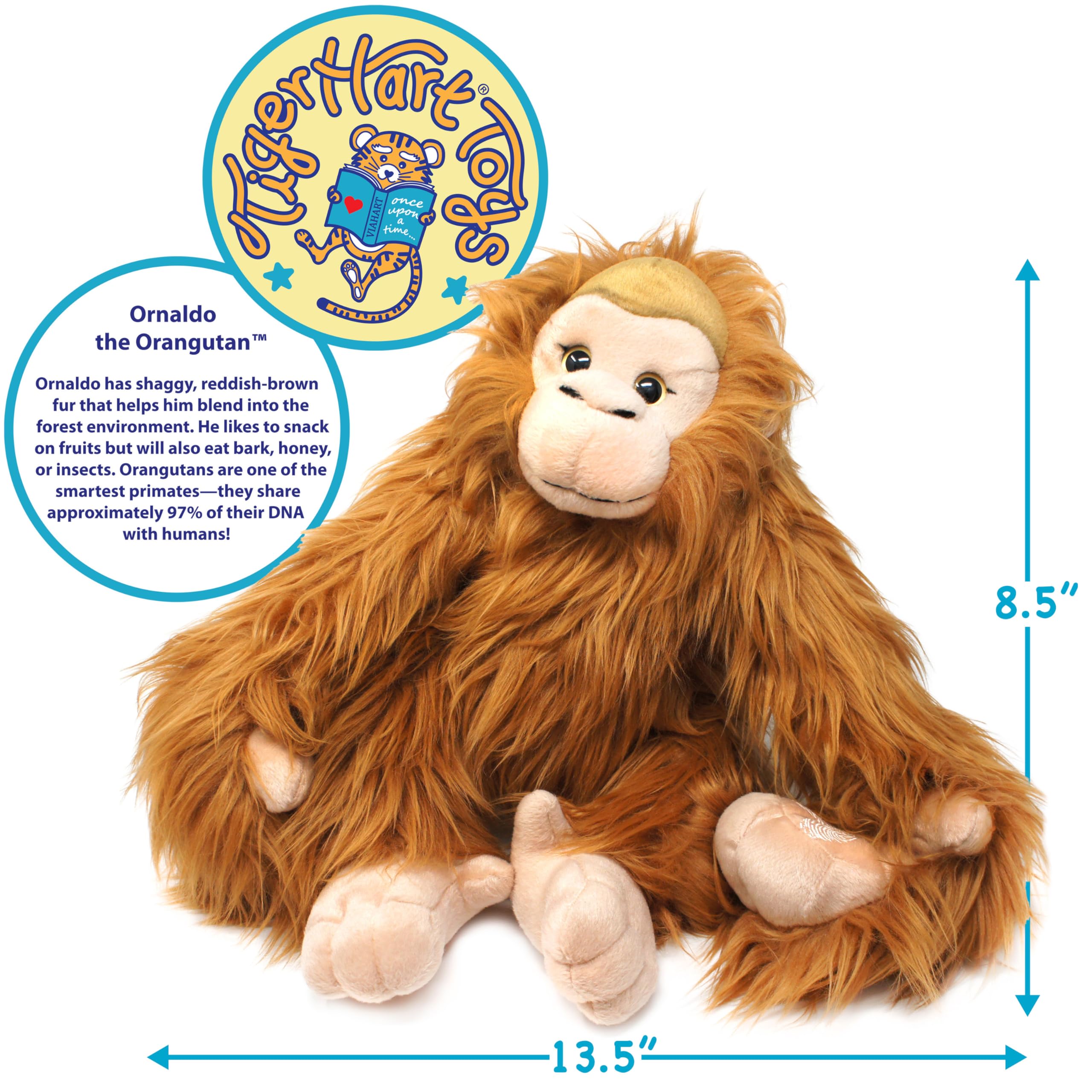 TigerHart Ornaldo The Orangutan Monkey - 19 Inch (with Hanging Arms Outstretched) Stuffed Animal Plush Chimpanzee