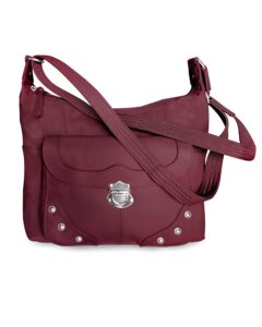 roma leathers studded concealment purse - premium cowhide leather - wine - dual gun entry - designed in u.s.a.