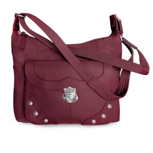 Roma Leathers Studded Concealment Purse - Premium Cowhide Leather - Wine - Dual Gun Entry - Designed in U.S.A.