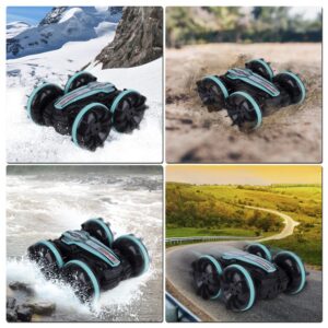 Berry President Amphibious RC Car, 2.4GHz Off-Road Stunt Truck, All Terrain 4WD Remote Control Toy, Land Water Waterproof Vehicle with 360° Rotation for Kids (Coffee)