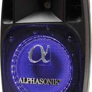 Alphasonik 10" Powered 1600W PRO DJ Amplified Loud Speaker Bluetooth USB SD Card AUX MP3 FM Radio PA System LED Ring Karaoke Mic Main Monitor, Band Church, Party, Guitar Amp, Home, BBQ w/Tripod Stand