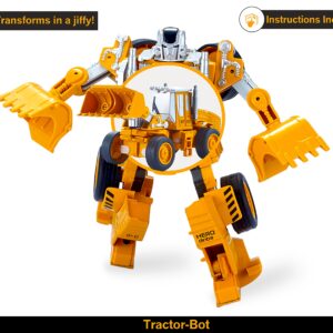 Big Mo's Toys Tractor Robot Construction Set- 5 pcs TransTruck Transforming Tracktors to Robots STEM Action Figures DIY Set- Holiday, Birthday Gift Toys for Kids