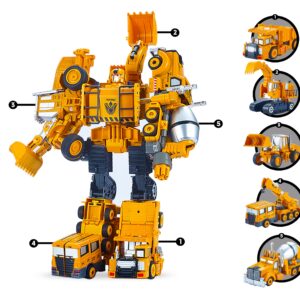 Big Mo's Toys Tractor Robot Construction Set- 5 pcs TransTruck Transforming Tracktors to Robots STEM Action Figures DIY Set- Holiday, Birthday Gift Toys for Kids