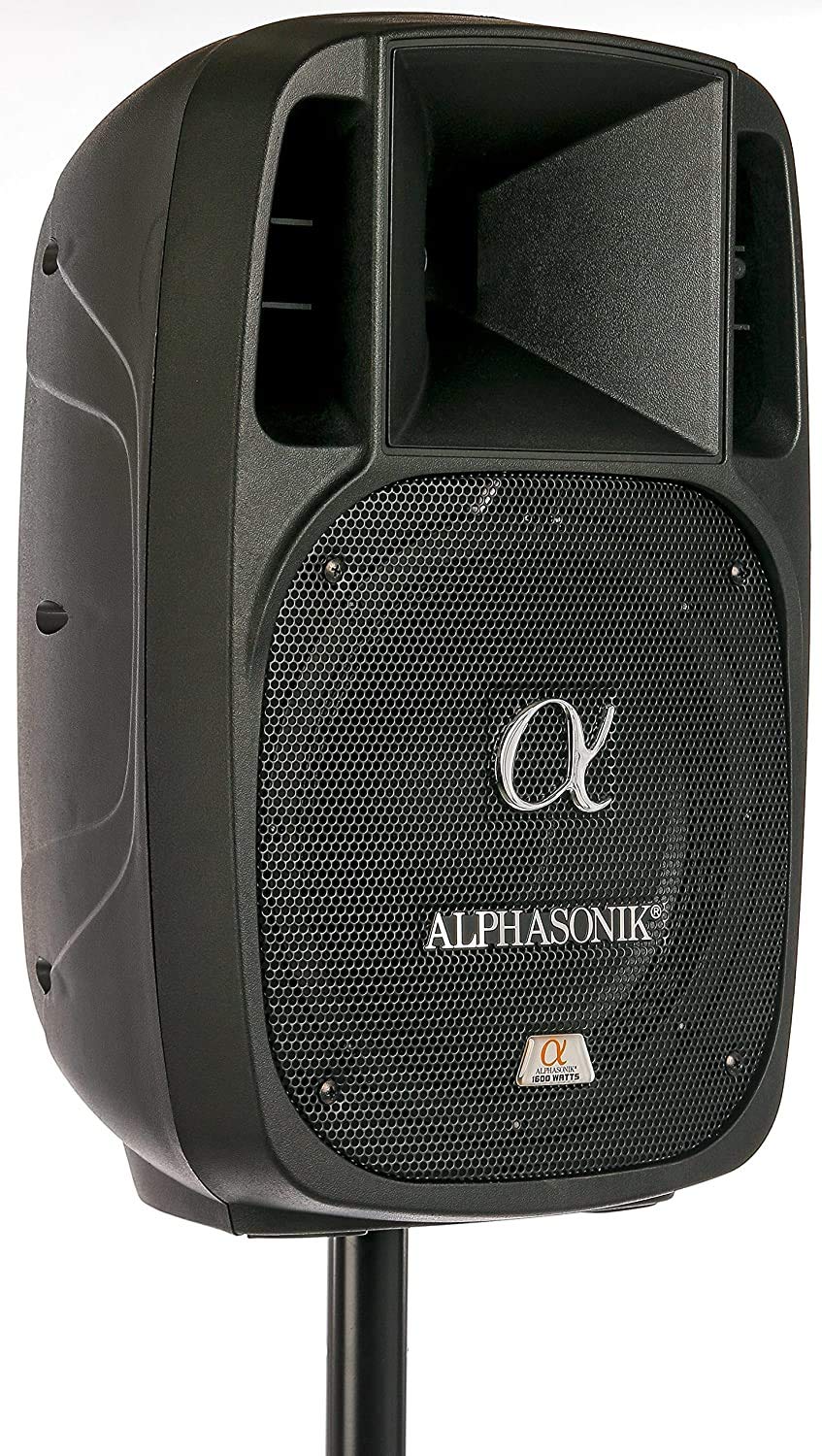 Alphasonik 10" Powered 1600W PRO DJ Amplified Loud Speaker Bluetooth USB SD Card AUX MP3 FM Radio PA System LED Ring Karaoke Mic Main Monitor, Band Church, Party, Guitar Amp, Home, BBQ w/Tripod Stand