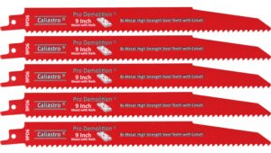 9-inch wood with nails demolition reciprocating saw blades made of long lasting bi-metal with cobalt teeth for reciprocating/sawzall saws - 5 pack - caliastro