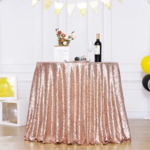 poise3ehome 50 inch round rose gold sequin tablecloth for party cake dessert table exhibition events