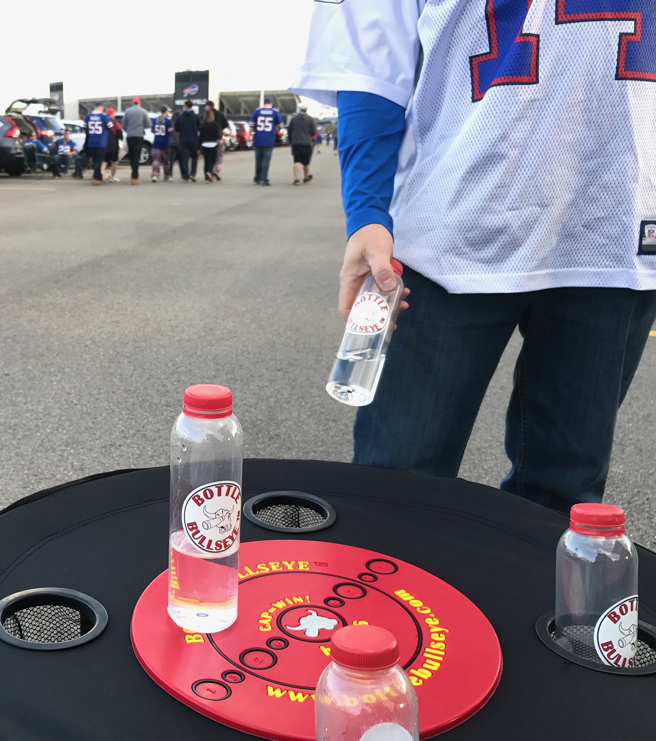 Bottle-Bullseye™ Official Travel Kit - Fun Indoor & Outdoor Game Like Darts. Play Almost Anywhere: Parties, picnics, Camping, Tailgating. Durable Weatherproof Target & Bottles are Made in The USA!!