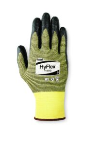 ansell 1151010 hyflex 11-510 foam nitrile palm coated yellow kevlar blended protective gloves, 10.5" length, 5" width, 0.5" height, size 10, black (pack of 12)