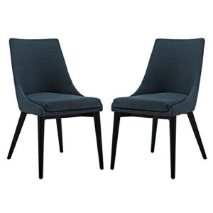 modway viscount mid-century modern upholstered fabric two kitchen and dining room chairs in azure