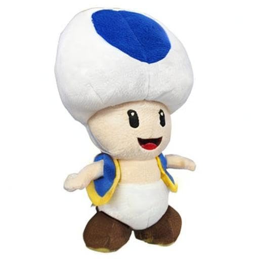 Little Buddy Super Mario All Star Collection 1588 Blue Toad Stuffed Plush, 7"