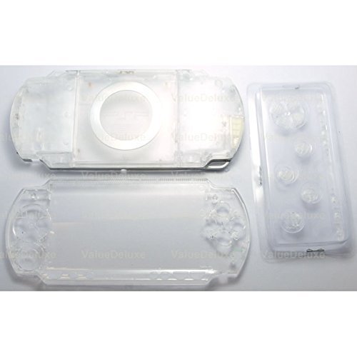 Gametown New Replacement PSP 1000 Full Housing Shell Cover with Button Screw Set -Crystal Clear White.