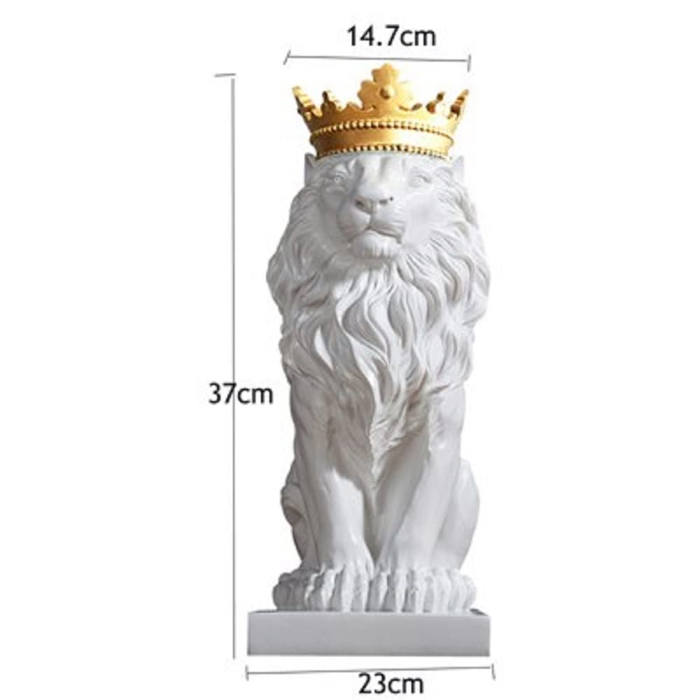 Comfy Hour Wildlife Collection 15" Lion Figurine, King of Forest Statue Sculpture, Home Decoration, Black & Gold, Resin Stone