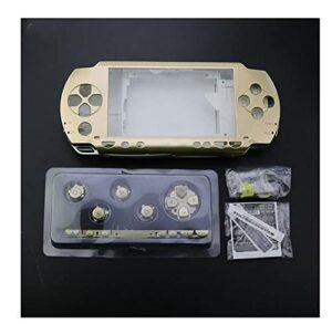 new replacement psp 1000 full housing shell cover with buttons screws set -gold.