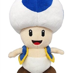 Little Buddy Super Mario All Star Collection 1588 Blue Toad Stuffed Plush, 7"