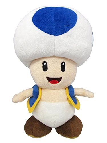 Little Buddy Super Mario All Star Collection 1588 Blue Toad Stuffed Plush, 7"