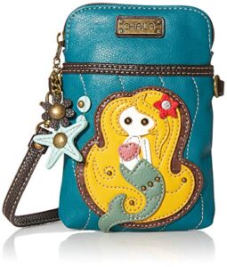 chala cellphone crossbody handbag mermaid/blue, 5 x 7.5 x 1