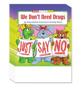 zoco - drug use prevention - educational coloring books (25 bulk pack, without crayons) - community outreach, stay drug free safety handouts for children - games, puzzles, activities for kids