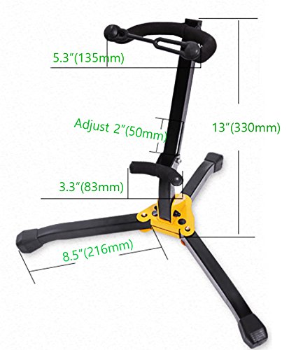 Luvay Alto/Tenor Sax Stand, Foldable(12") & Adjustable, Triangle Base Design