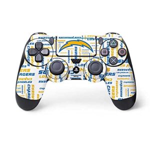 skinit decal gaming skin compatible with ps4 pro/slim controller - officially licensed nfl los angeles chargers white blast design