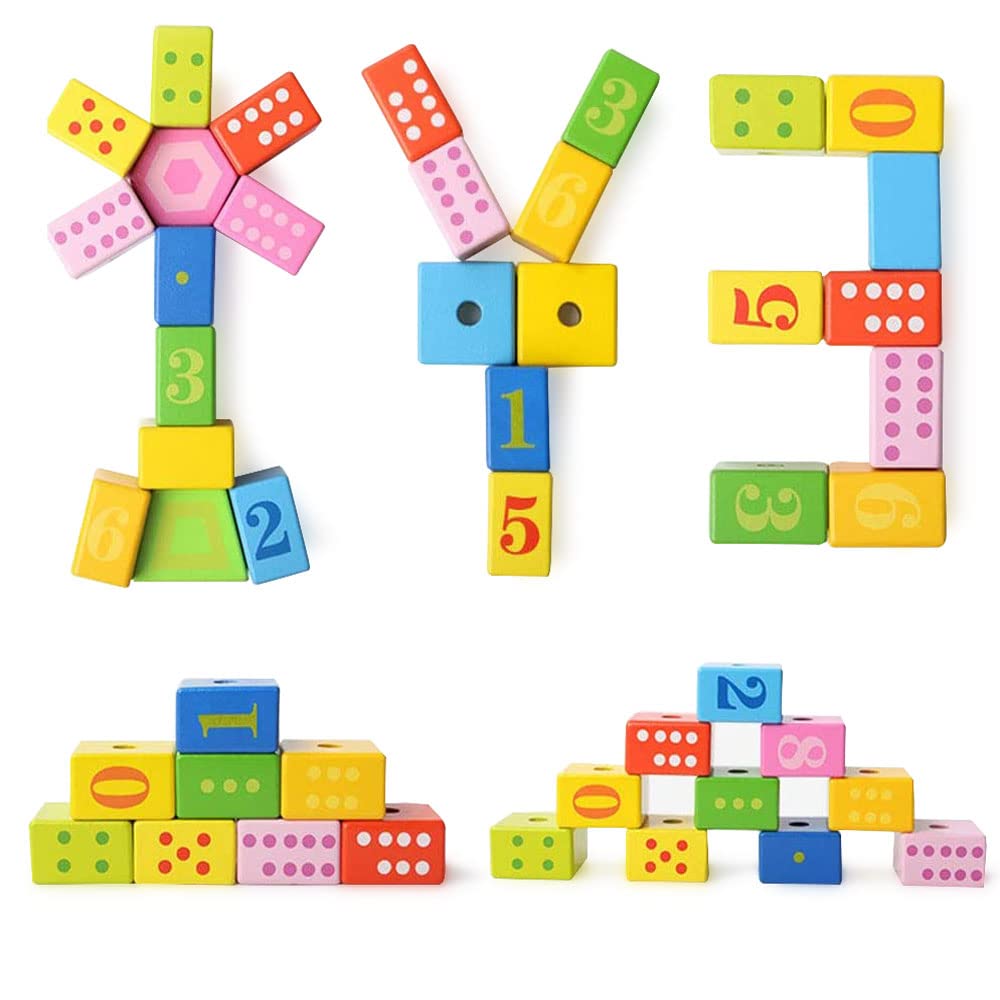 BOHS Caterpillar Lacing Blocks - Threading & Stacking - Toddler Learn Counting, Numbers and Shapes- Baby Kids Fine Motor Skills Toys