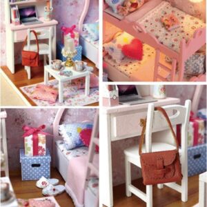 Flever Dollhouse Miniature DIY House Kit Creative Room with Furniture for Romantic Valentine's Gift(Because of Meeting You)