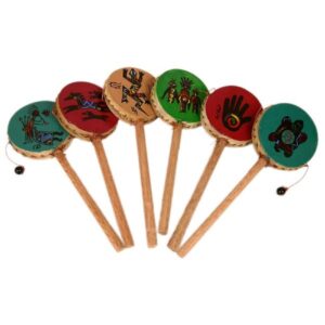 spin drum three pack assortment set hand painted peru fair trade percussion drums southwest designs