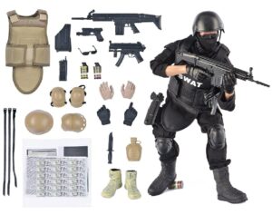 bjpey 12" action figures toy 1:6 stand bendable soldier figure model toy ( swat )