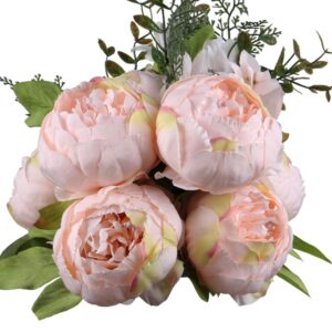 leagel fake flowers vintage artificial peony silk flowers bouquet wedding home decoration, pack of 1 (spring pure pink)