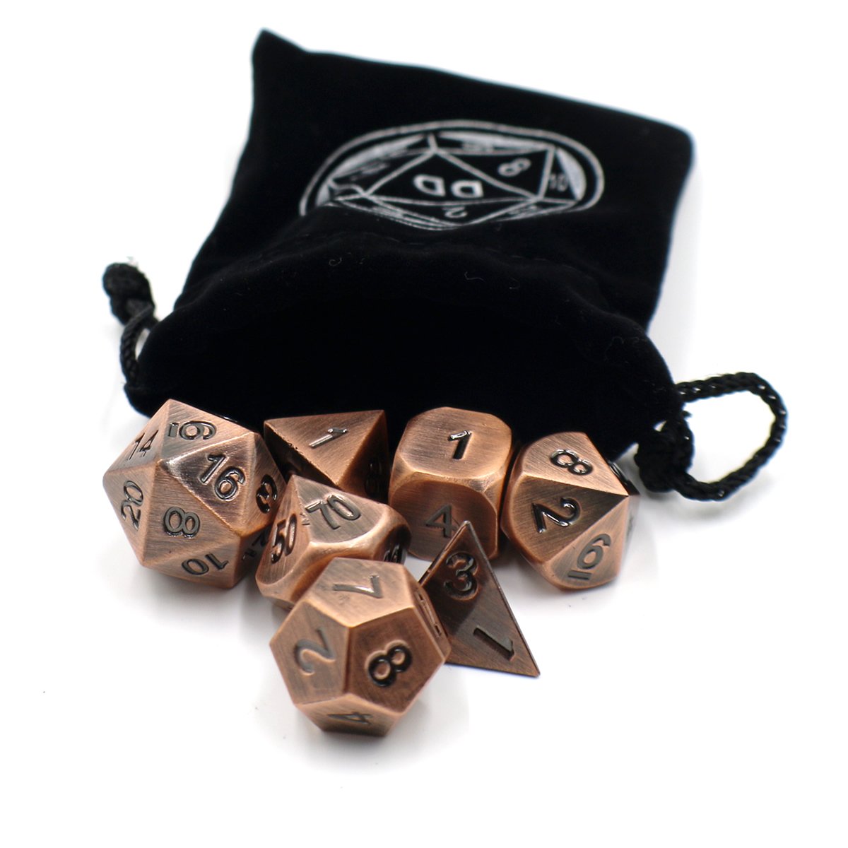 Metal D20 Dice Set with Storage Box/Chest for Roleplaying Games