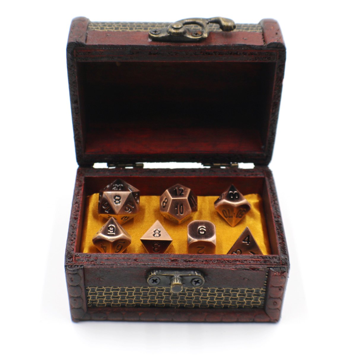 Metal D20 Dice Set with Storage Box/Chest for Roleplaying Games