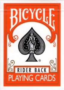 bicycle orange rider back playing cards poker size deck uspcc