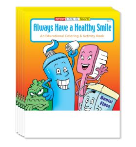 zoco - always have a healthy smile - coloring books (25 bulk pack, without crayons) - dentist toys for kids - dental office gifts