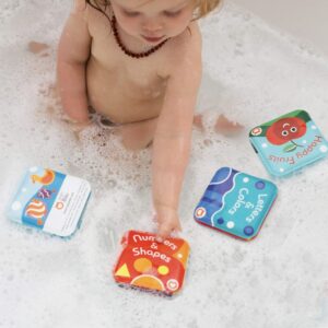 Floating Baby Bath Books Set of 4 - Bath Books for Babies, Infants - Waterproof, Mold-Free Bath Toys for Learning & Early Education (Fruit, Ocean, ABC, Numbers Books)