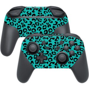 mightyskins skin compatible with nintendo switch pro controller - teal leopard | protective, durable, and unique vinyl decal wrap cover | easy to apply, remove, and change styles | made in the usa