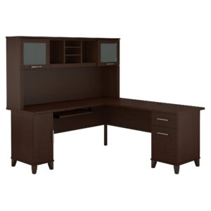 bush furniture somerset l shaped desk with hutch, 72w, mocha cherry