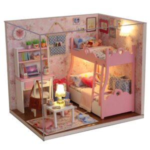 flever dollhouse miniature diy house kit creative room with furniture for romantic valentine's gift(because of meeting you)