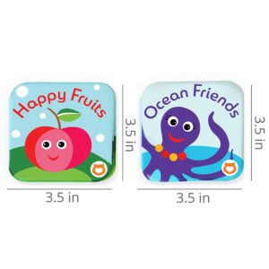 Floating Baby Bath Books - Bath Books for Babies, Infants - Waterproof, Mold-Free Bath Toys for Learning & Early Education (Set of 2 - Fruits & Sea Animals)